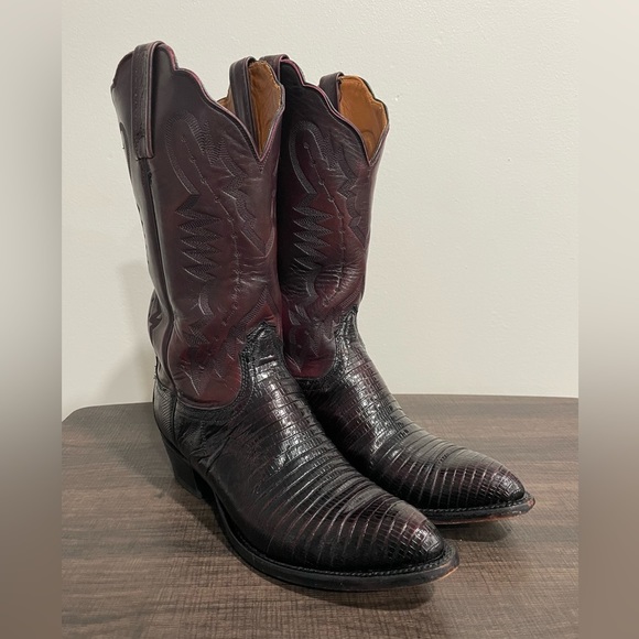 Lucchese | Shoes | Lucchese Cowboy Boots Genuine Lizard Goat Leather 95 ...